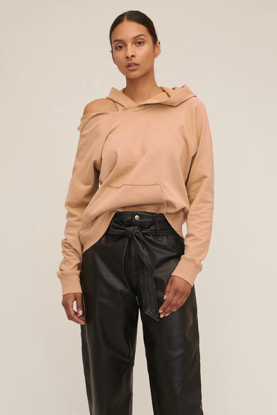 Boone French Terry Raglan Cutout Hoodie in Biscotti | MARISSA WEBB ...
