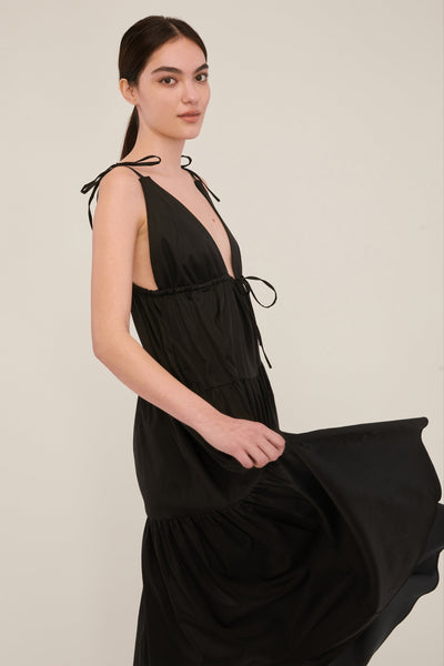 Elise Trapeze Midi Dress in Obsidian | MARISSA WEBB | MARISSA WEBB