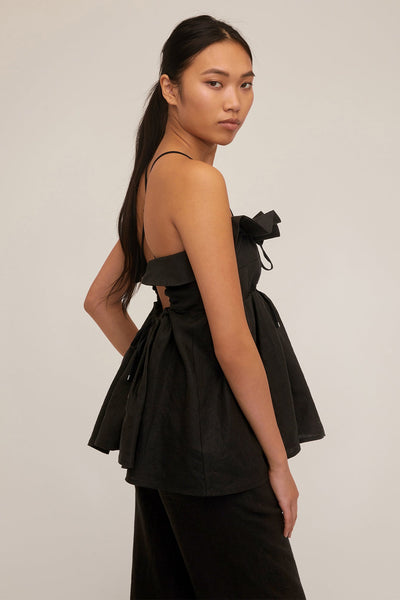 Jayce Linen Laced Empire Top in Black | MARISSA WEBB | MARISSA WEBB