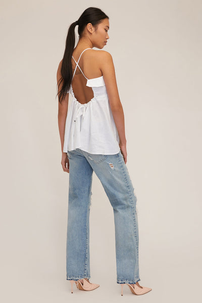 Jayce Linen Laced Empire Top in White | MARISSA WEBB | MARISSA WEBB